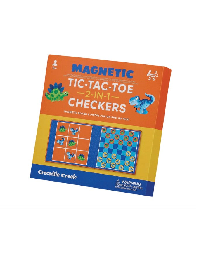 Magnetic Game - Tic Tac Toe & Checkers Dino – Little Charm La Grange